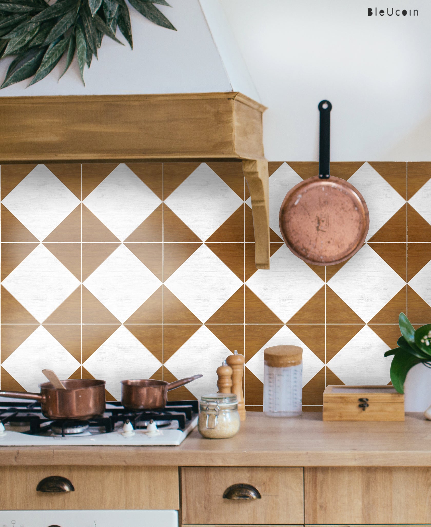 Diamond Tan Wood Diamond Peel & Stick Tile – Bleucoin