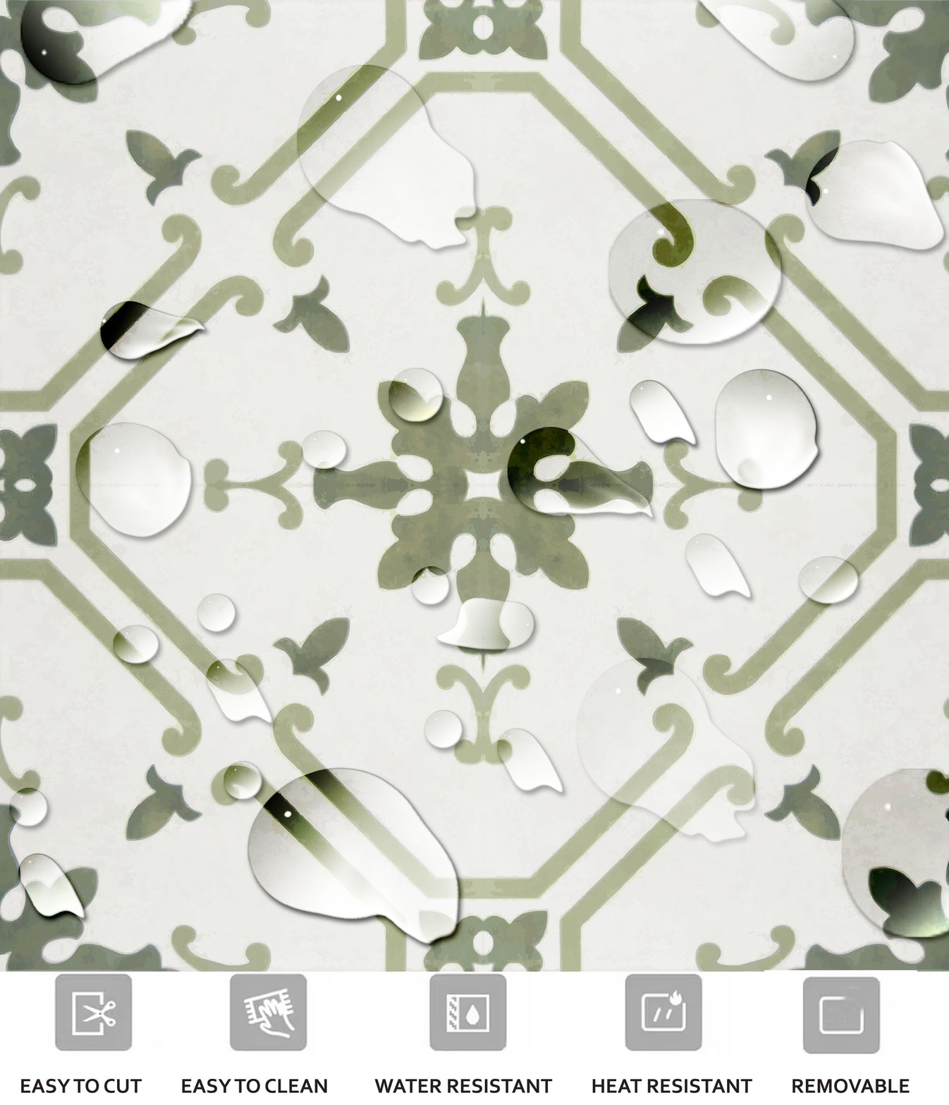 Prescott Olive Premium Peel and Stick Floor Tile Stickers | Removable ...
