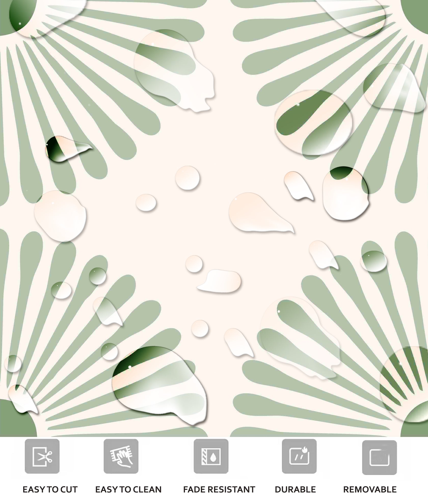 Kawasaki Sage Premium Peel and Stick Floor Tile Stickers | Removable, – Bleucoin