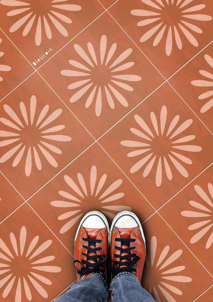 Pithora Rust Premium Peel and Stick Floor Tile Stickers | Removable, R ...