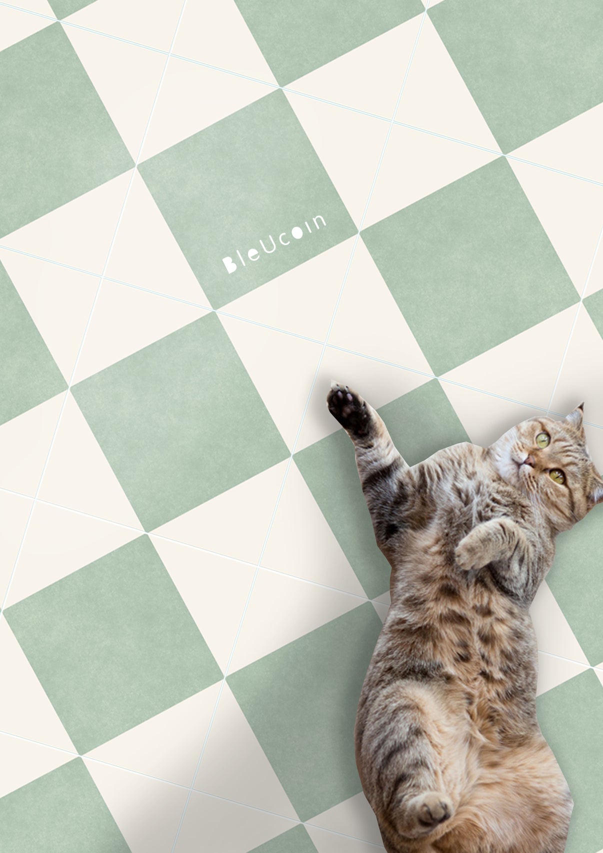 Diamond Mint Sage Premium Peel and Stick Floor Tile Stickers | Removab ...