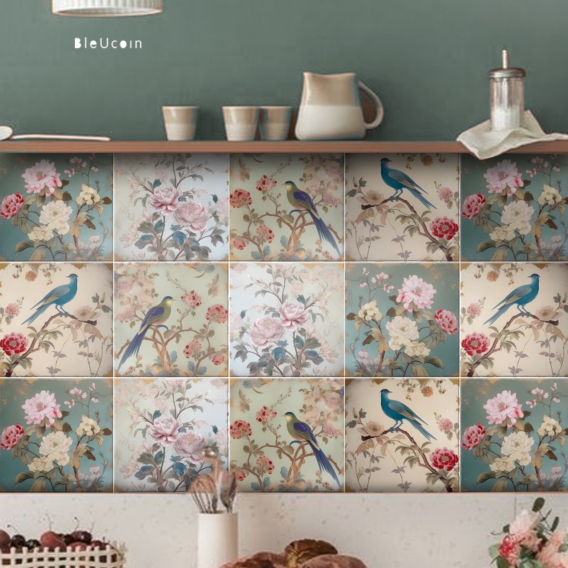 Château Bloom Peel & Stick Tile – Bleucoin