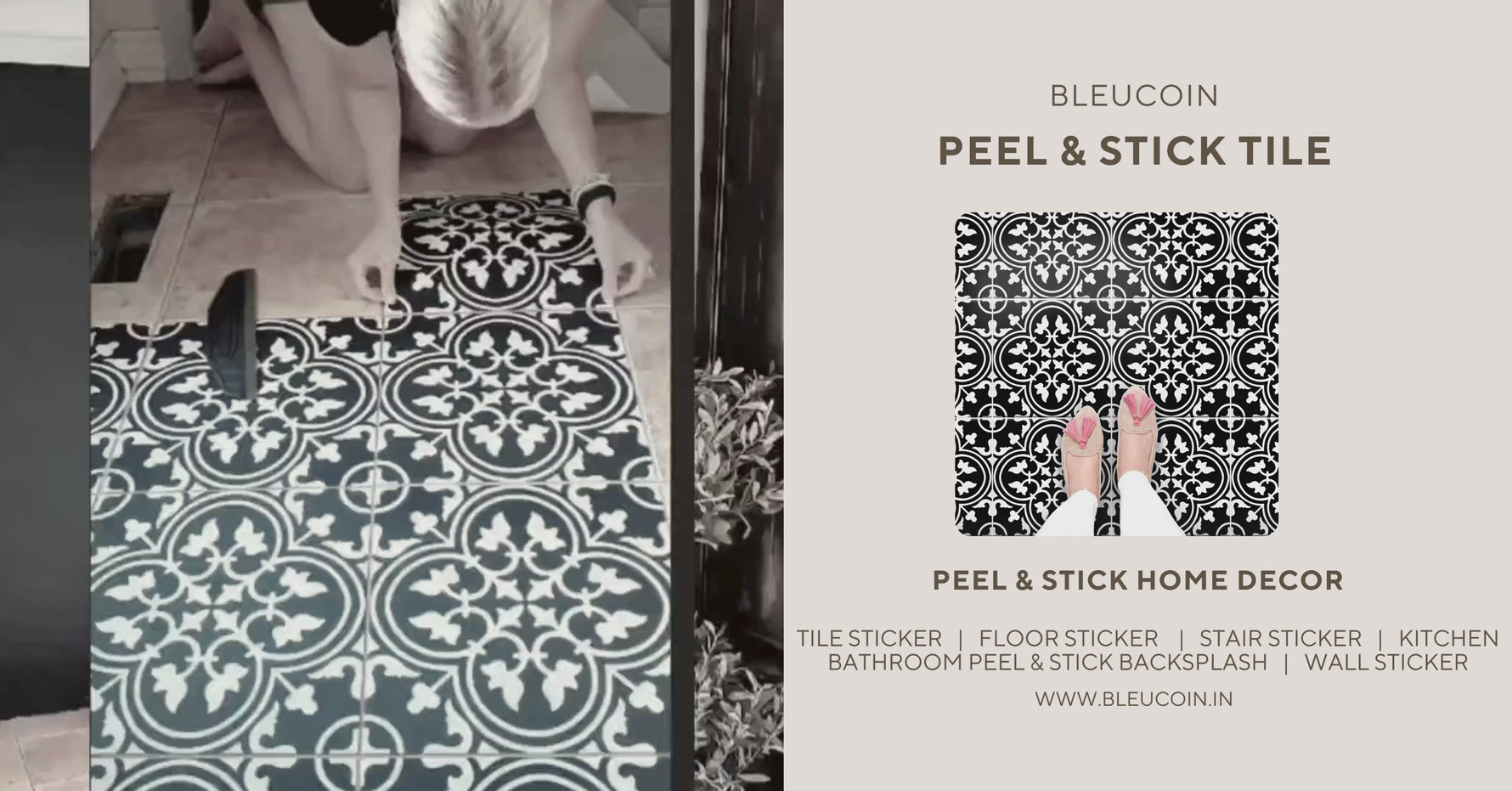 Tanjore Premium Peel and Stick Floor Tile Stickers | Removable, Renter ...