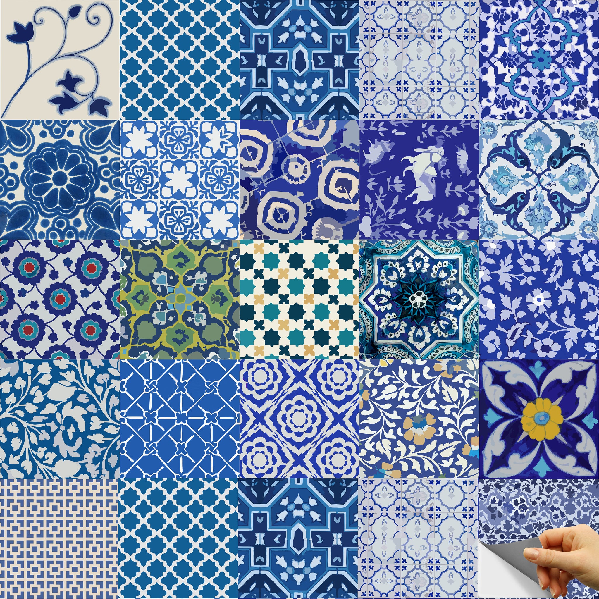 Blue Pottery Peel & Stick Tile – Bleucoin